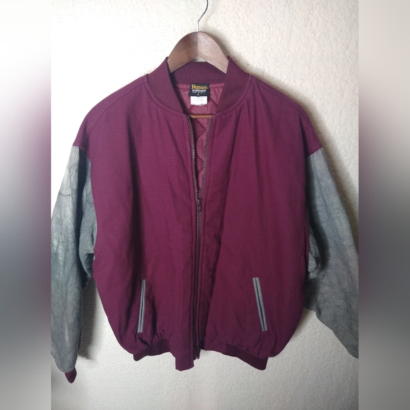 Nemesis | Jackets & Coats | Vtg Nemesis Sportswear Jacket Mens L Varsity Zip Up Maroon Gray ...